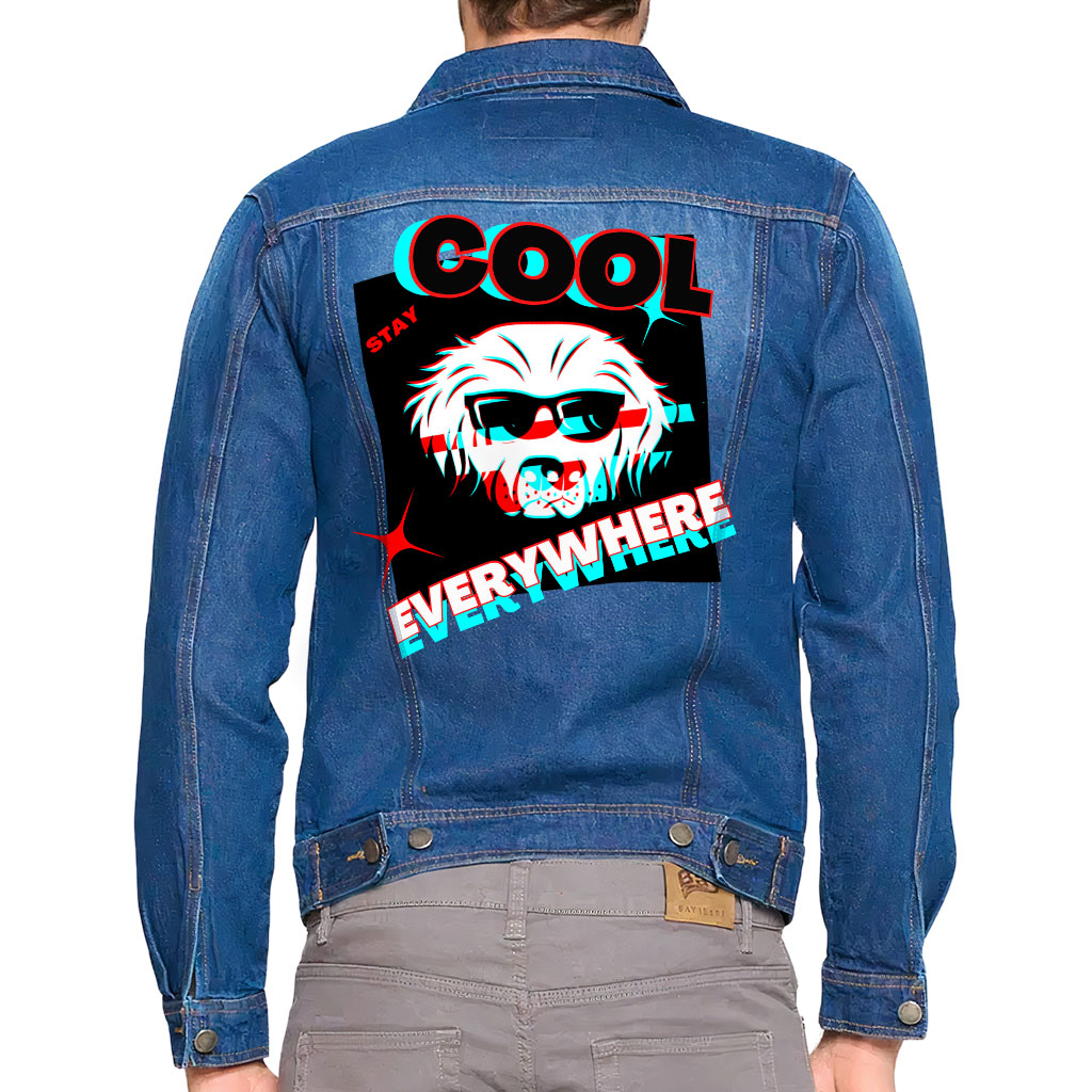 Cool Dog Dark Washed Men's Denim Jacket - Digital Art Denim Jacket ...