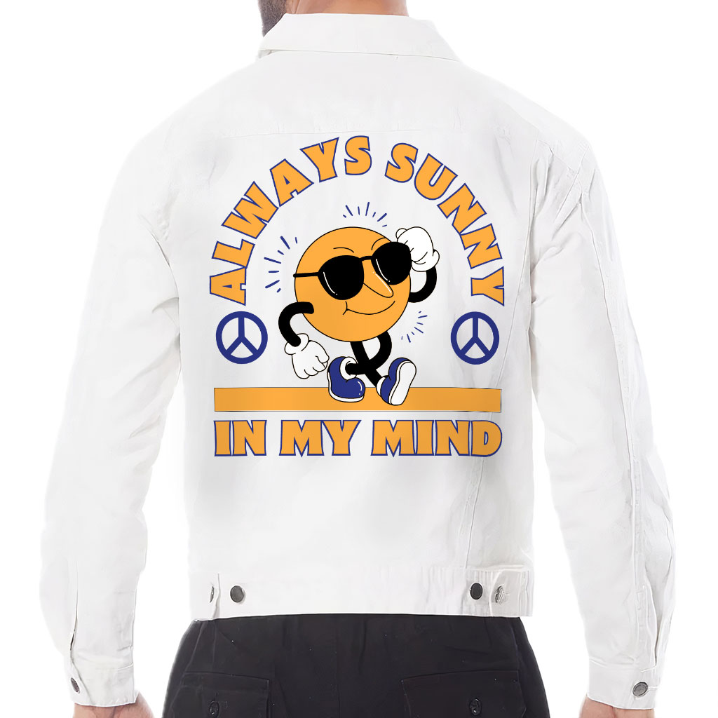 Always Sunny Men's White Denim Jacket - Positive Denim Jacket for Men ...