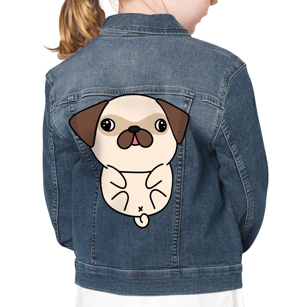 Funny Pug Kids' Denim Jacket - Funny Jean Jacket - Kawaii Denim Jacket ...